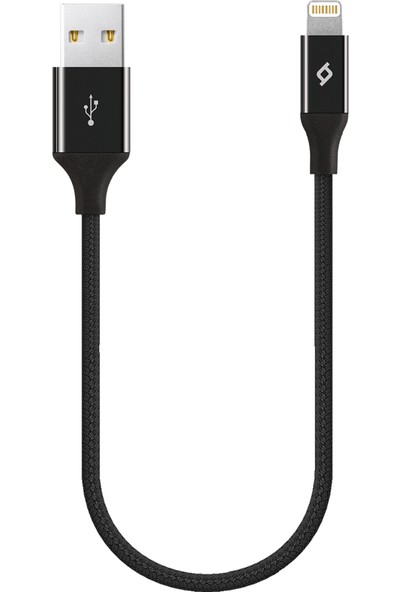 TTec Alumicable Lightning Örgü Siyah Şarj Kablosu 30 cm - Siyah