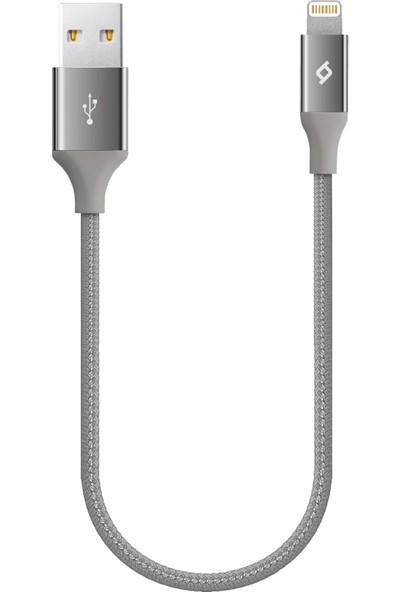 TTec Alumicable Lightning Örgü Siyah Şarj Kablosu 30 cm - Gri