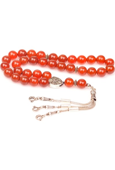 Taş Sandığı Kırmızı Akik Taşı Tesbih ( 10 Mm )