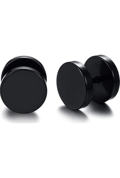 VipBT Siyah Dambıl Paslanmaz Çelik Çift Erkek Küpe 14mm