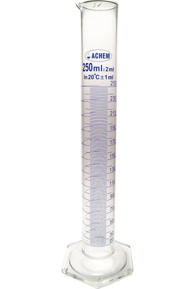Achem 250Ml Cam Mezür Uzun Form Mavi Skala Achem 250Ml Cam Mezür Uzun Form Mavi Skala