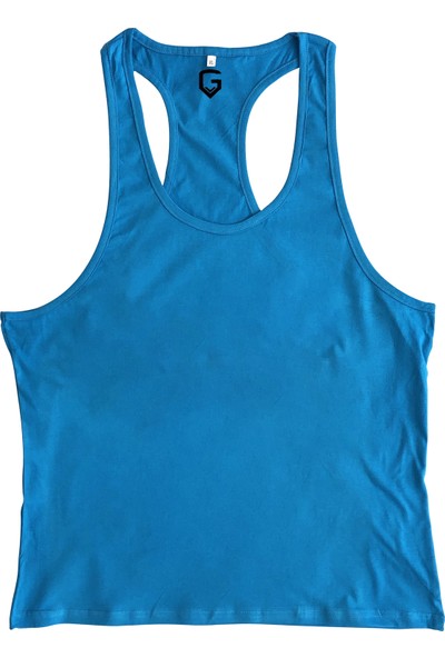 Top Glory Fitness Gym Tank Top Atlet Sporcu Atleti Açık Mavi 5027