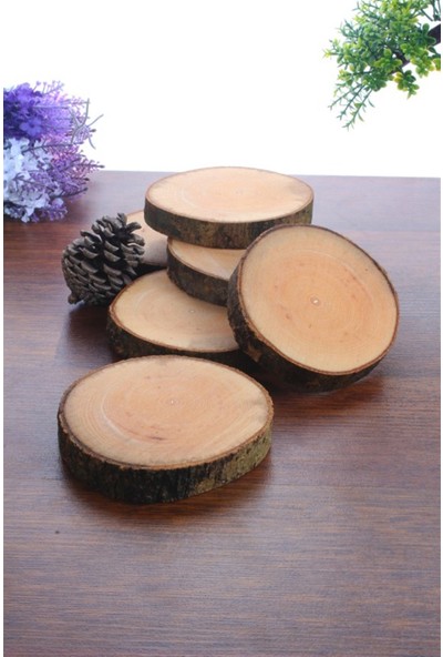 Qtük 6'lı Doğal Kütük Bardak Altlığı