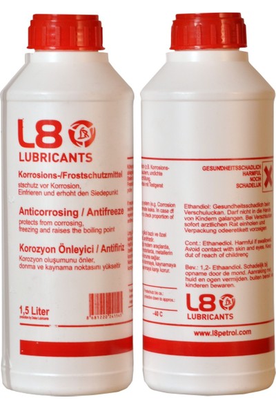 Powerten L8 Organik Kırmızı Antifiriz 1.5 Lt 2 Adet Powerten L8 Organik Kırmızı Antifiriz 1.5 Lt 2 Adet