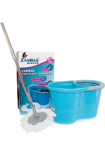 Zambak Zemin Temizlik Kovası + Mop Dönen Başlıklık