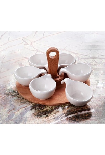 Tepe Ahşap 6 Lı Tepsili Sosluk Kahvaltılık Tepe Ahşap 6 Lı Tepsili Sosluk Kahvaltılık