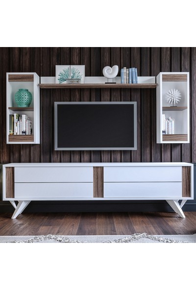 Modatte Mobilya Norm Tv Ünitesi Duvar Rafı Kitaplık