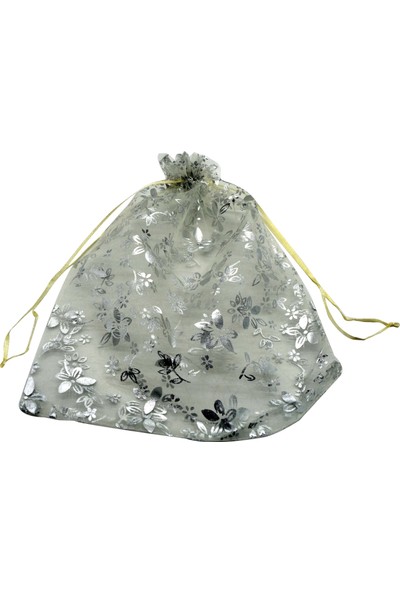 Büyük Boy Tül Kese Gümüş 38 x 28 cm 25 Adet