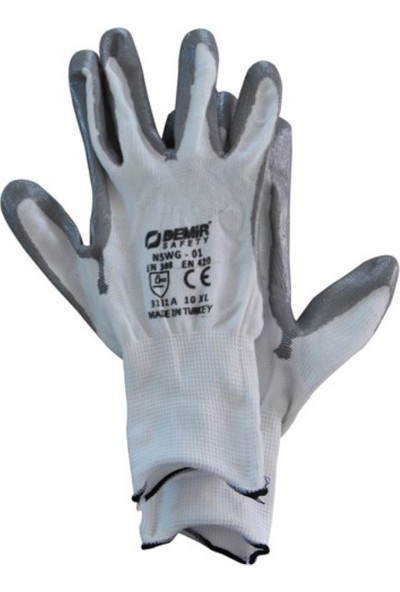 Demir Nswg-01 Eldiven(Gri-Beyaz) No:10