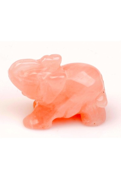 Taş Sandığı Pembe Kuvars Taşı Fil Figürü Taş Sandığı Pembe Kuvars Taşı Fil Figürü