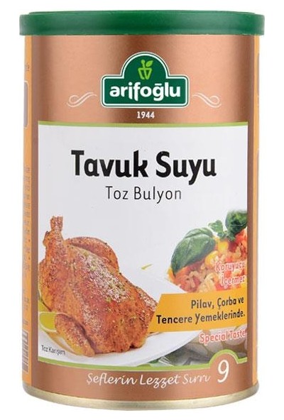 Arifoğlu Tavuk Suyu Toz Bulyon 250 gr Teneke Arifoğlu Tavuk Suyu Toz Bulyon 250 gr Teneke