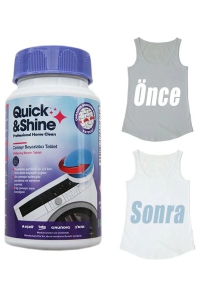 Quick&Shine Çamaşır Beyazlatıcı Tablet 32 Adet (Çivit Özellikli) Quick&Shine Çamaşır Beyazlatıcı Tablet 32 Adet (Çivit Özellikli)