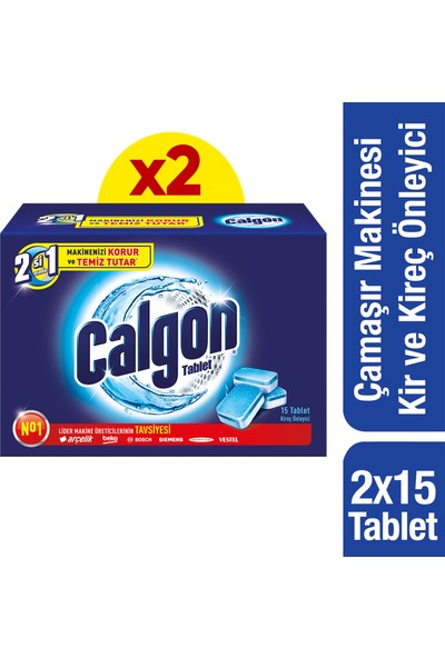 Calgon Çamaşır Makinesi Kireç Önleyici Tablet 15'li x 2 Adet Calgon Çamaşır Makinesi Kireç Önleyici Tablet 15'li x 2 Adet