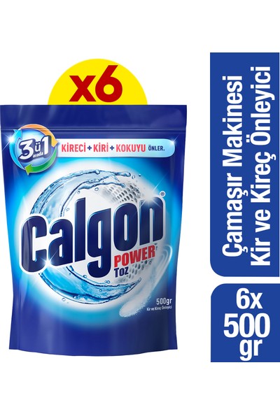 Calgon Çamaşır Makinesi Kireç Önleyici Toz 500 gr x 6 Adet Calgon Çamaşır Makinesi Kireç Önleyici Toz 500 gr x 6 Adet