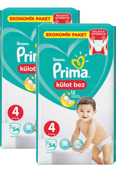 Prima Külot Bebek Bezi 4 Beden 108 Adet Maxi Süper Fırsat Paketi Prima Külot Bebek Bezi 4 Beden 108 Adet Maxi Süper Fırsat Paketi