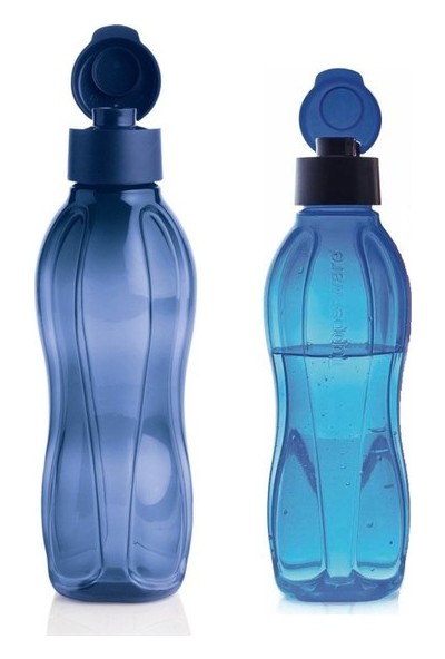 Tupperware Eko Şişe 1 Litre Lacivert ve 750 ml Mavi