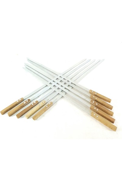 Yzc Kebap Şiş 3mm Tahta Saplı Kanat Et Şişi 55CM Kebap Şiş