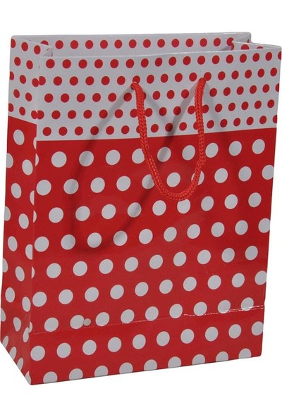 PartiPan Puantiyeli Karton Çanta Kırmızı Renk 12x17 cm 25'li PartiPan Puantiyeli Karton Çanta Kırmızı Renk 12x17 cm 25'li
