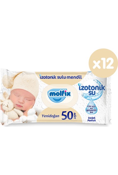 Molfix İzotonik Sulu Islak Mendil Yenidoğan 12'li Paket 600 Yaprak Molfix İzotonik Sulu Islak Mendil Yenidoğan 12'li Paket 600 Yaprak