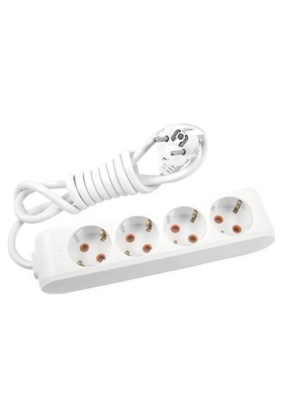 Viko Multi Let 4'lü Priz Topraklı Kablolu Çocuk Korumalı 5 M Beyaz