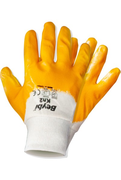 Beybi Nitril Pamuk İş Eldiveni Kn2 Sarı No:10 12'li