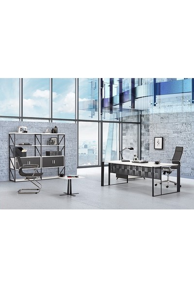 Uzay Ofis Reborn Yönetici Takımı -Beyaz-Antrasit - 160 Cm