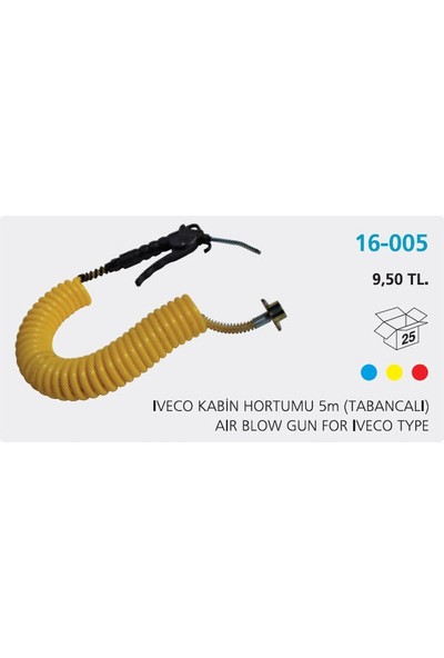 Aksa Kabin Hortumu Tabancalı Mavı 5Mm Iveco Aksa Kabin Hortumu Tabancalı Mavı 5Mm Iveco