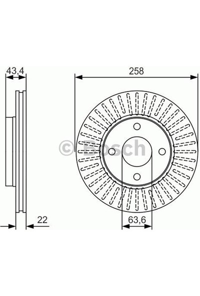 Bosch Fren Diski Ön [4D 258Mm] Fıesta Iv V Focus Mazda 2 1.25 İ 16