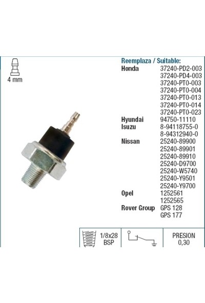 Fae Yağ Müşürü Nissan Opel Honda 8353030060000 8353087701000 8353087706000 Fae Yağ Müşürü Nissan Opel Honda 8353030060000 8353087701000 8353087706000