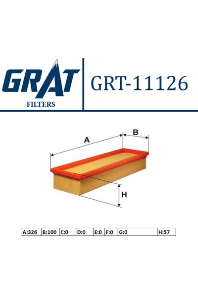 Grat Hava Filtresi Renault Laguna 1.8 2.0 115 Bg Grt 11126 Grat Hava Filtresi Renault Laguna 1.8 2.0 115 Bg Grt 11126