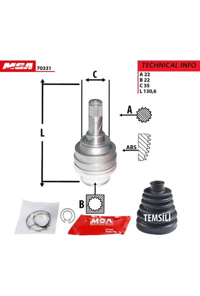 Mga Aks Kafası Ic Opel Astra F 91 98 1.4I 1.6I Corsa B Mga 70331