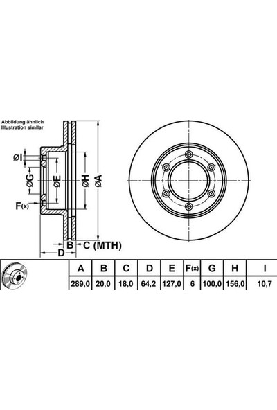 Mga Fren Disk Ön Hava Kanallı 289 6 Toyota Hılux V VI 87 05 Ln145 Mga 50359 Takım