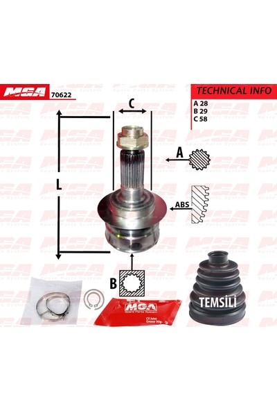 Mga Aks Kafa Dış Suzuki Sx4 0612 Mga 70622