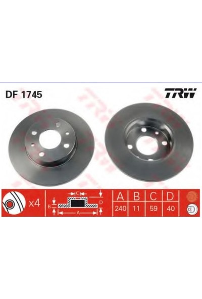 Trw Fiat Tipo Fren Diski Takım Opar 7663465