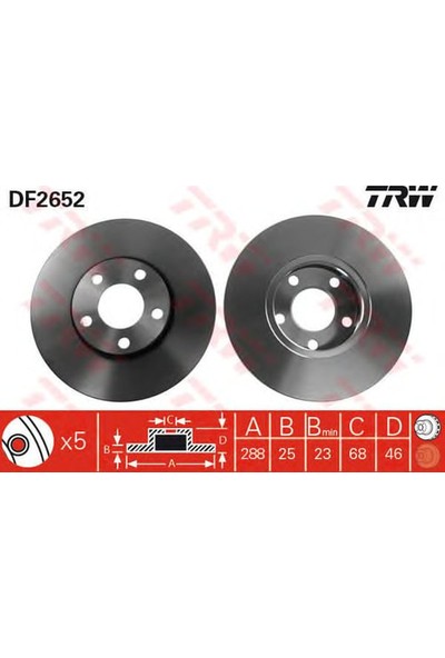 Trw Fren Diski Ön 5D 288Mm Super B Passat 97 05 Trw Fren Diski Ön 5D 288Mm Super B Passat 97 05