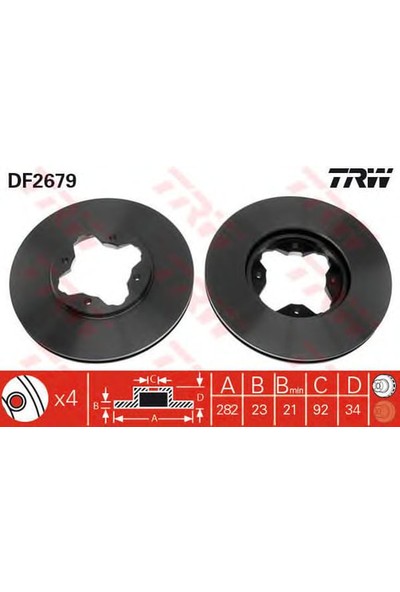 Trw Fren Diski Ön 4D 282Mm Accord Iv V 89 98
