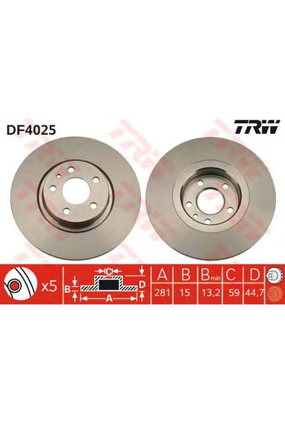 Trw Fren Diski Ön 5D 281Mm T.Spark 147 156