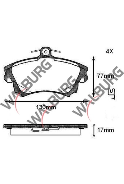 Walburg Fren Balata İkazlı Ön Volvo S40 I 1.6İ 16V 17.00Mm 1995 2003 Walburg Fren Balata İkazlı Ön Volvo S40 I 1.6İ 16V 17.00Mm 1995 2003