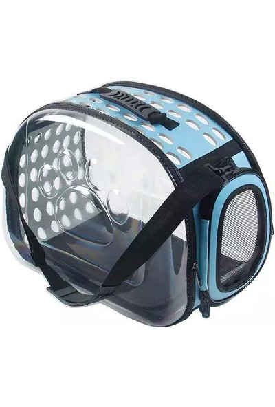 Miapet Şeffaf Kedi Köpek Taşıma Çantası 42 x 26 x 35 cm Turkuaz