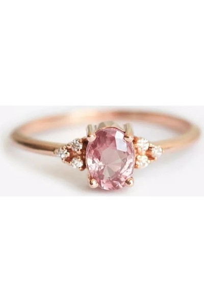 Sembol Gold 0,71 Karat Pırlanta Yüzük Pink Topaz 14K