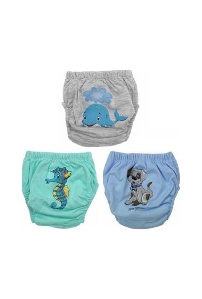 Modaateşi Erkek Bebek Sevimli 3'lü Alıştırma Külodu