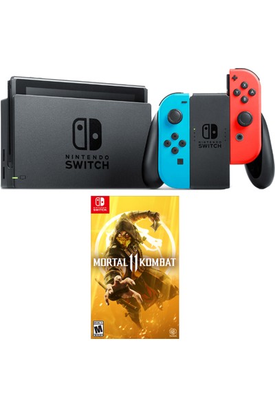 Nintendo Switch Renkli Mavi Kırmızı + Mortal Kombat 11 Oyun Nintendo Switch Renkli Mavi Kırmızı + Mortal Kombat 11 Oyun