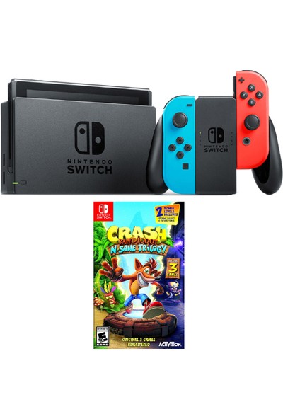 Nintendo Switch Renkli Mavi Kırmızı + Crash Bandıcoot N Sane Trilogy Nintendo Switch Renkli Mavi Kırmızı + Crash Bandıcoot N Sane Trilogy