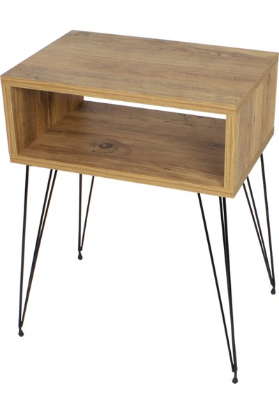 Pratico Atlantik Çam Komodin Metal Ayaklı