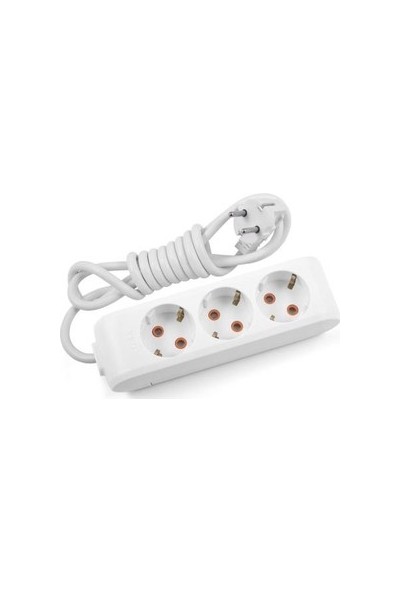 Viko Multi-Let 3'lü Priz Topraklı Kablolu Çocuk Korumalı 5 m Beyaz