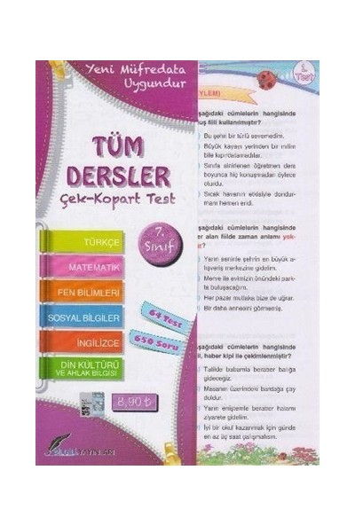 7.Sınıf Tüm Dersler Çek Kopart Yaprak Test 7.Sınıf Tüm Dersler Çek Kopart Yaprak Test