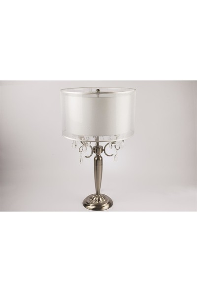 Mikasa Moor Beyaz Şapkalı Gümüş Abajur 74 cm Mikasa Moor Beyaz Şapkalı Gümüş Abajur 74 cm