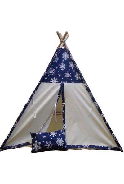 Altev Ahşap Çoçuk Çadırı Kızılderili Çadırı Oyun Evi Kamp Çadırı - Kar Tanesi