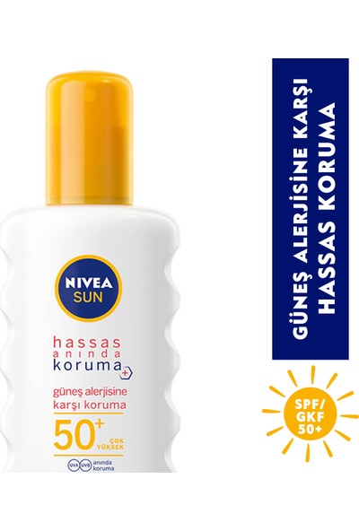 Nivea Sun Hassas Aninda Koruma Güneş Alerjisine Karşi Sprey Gfk 50+ 200 ml Nivea Sun Hassas Aninda Koruma Güneş Alerjisine Karşi Sprey Gfk 50+ 200 ml