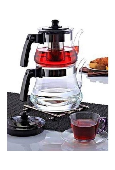 Paçi Ateşe Dayanıklı Süzgeçli Cam Çaydanlık Büyük Boy (3.6 Litre)